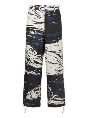 COMMAS Printed Linen Straight Pants