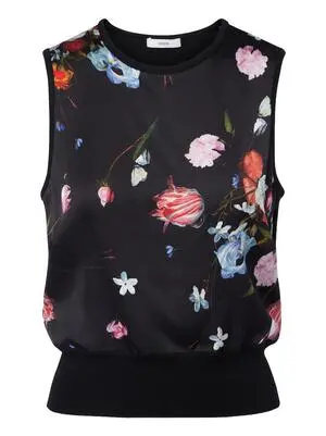 Erdem Floral Printed Wool Blend Top - Black