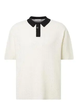 Commas Crochet Cotton-blend Polo Shirt - White