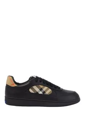 Burberry Check Leather Sneakers - Black