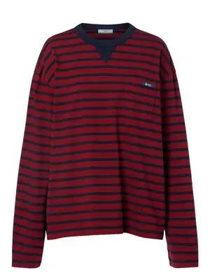 Prada Striped Cotton Jersey Top - Burgundy