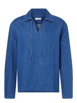Commas Tie-neck Denim Shirt - Blue