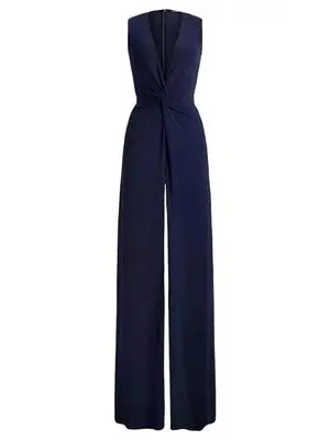 Ralph Lauren Twist Pleated Maxi Evening Dress - Blue
