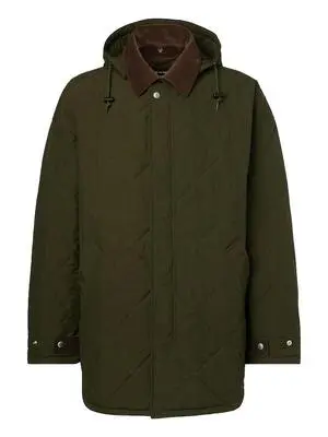 Comme Des Garçons Corduroy-trimmed Quilted Hooded Jacket - Green