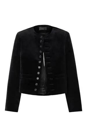 NILI LOTAN Patti Cotton-blend Velvet Jacket - Black