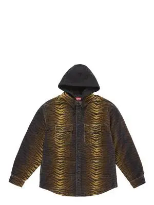 Supreme Quilted Lined Hooded Velvet Shirt - Tiger