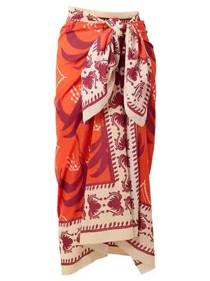 Johanna Ortiz Printed Cotton Pareo - Red