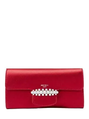 JIMMY CHOO Bing Crystal-embellished Satin Clutch - Red