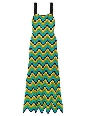 Escvdo Marea Scalloped Crocheted Cotton Maxi Dress - Green