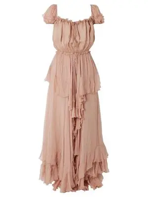 Chloé Silk-mousseline Gown - Pink