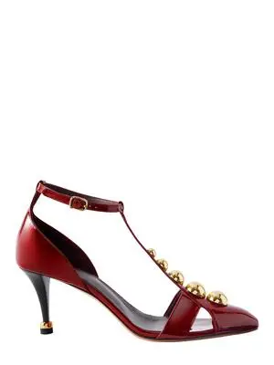Chloé Cleiat Embellished Patent-Leather Pumps Red