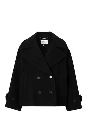 Chloé Oversized Double-breasted Wool-blend Jacket - Black