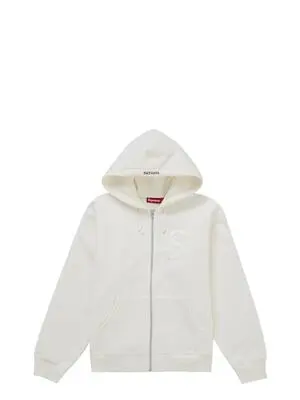 Supreme Logo Zip Up Hooded Sweatshirt - White