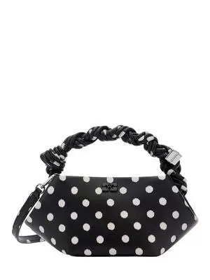 GANNI Mini Polka-dot Bow Tote - Black