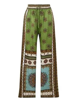 ALEMAIS Contina Printed Jacquard Wide-leg Pants - Green