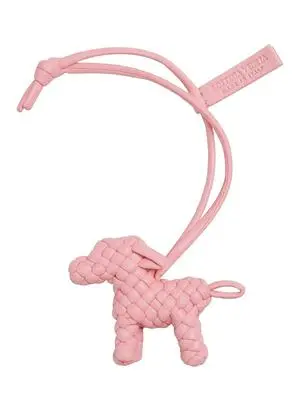 Bottega Veneta Lambskin Woven Dog Charm - Pink