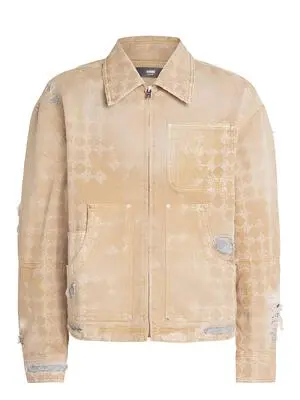 Amiri Distressed Utility Denim Jacket - Brown