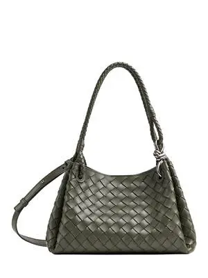 Bottega Veneta Intrecciato Leather Parachute Shoulder Bag - Green