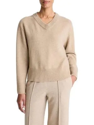 Vince Wool & Cashmere V-neck Sweater - Heather Marzipan
