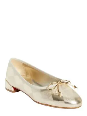 CHRISTIAN LOUBOUTIN Sweetie Jane Bow Ballet Flat - Platino Chiaro