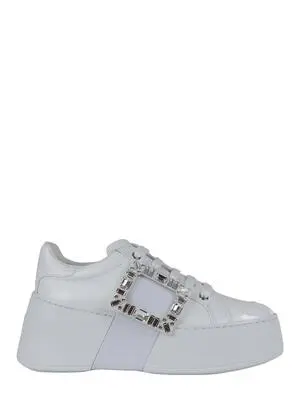 ROGER VIVIER Viv' Skate Trainers With Jewel Buckle And Platform Sole - White
