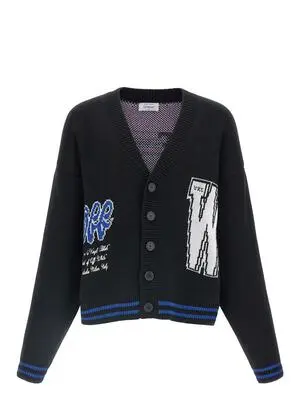 Off-White Appliqued Cardigan - Black