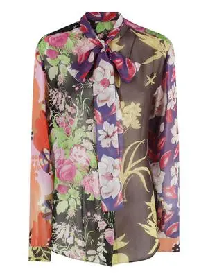 Moschino Printed Shirt With Pussy Bow - Multicolor