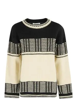 LOW CLASSIC Geometric Print Sweater - Black