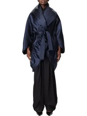 GENNY Tie Detailed Coat - Blue