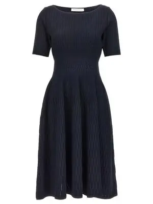 ANTONINO VALENTI Ribbed Knit Fit & Flare Dress - Blue