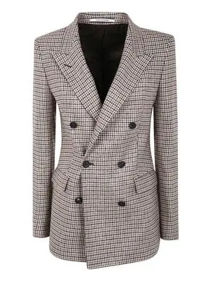 Tagliatore Houndstooth Double-breasted Blazer - Brown
