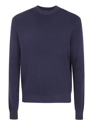 PEOPLE OF SHIBUYA Ribbed Crew Neck Sweater - Navy