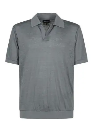 Giorgio Armani Polo Shirt Men Gnawed Blue