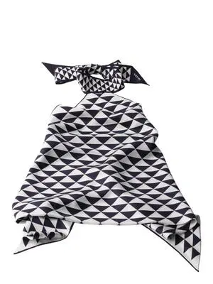 Prada Printed Silk Twill Halter Top - Navy