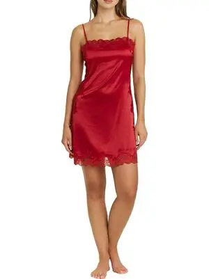 Honeydew Intimates Lace Trim Satin Chemise - Cherry