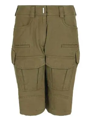 Givenchy Frayed Multi-pocket Cargo Shorts - Green