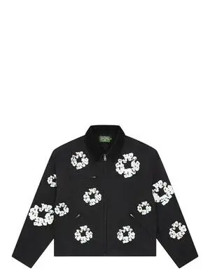 DENIM TEARS Cotton Wreath Canvas Work Jacket - Black