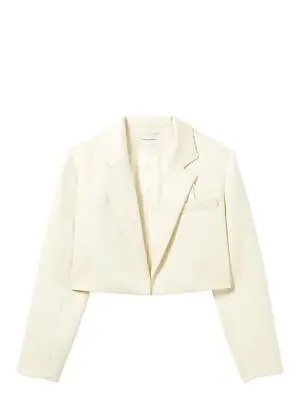 Claudie Pierlot Tailored Cropped Satin Jacket - Ivory
