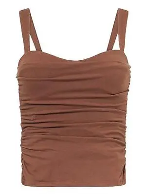 REFORMATION Trish Ruched Fitted Vest Top - Pinecone