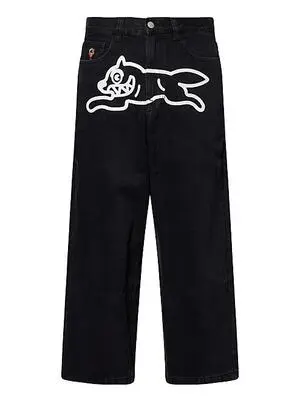 ICECREAM Running Dog Straight-leg Denim Jeans - Black