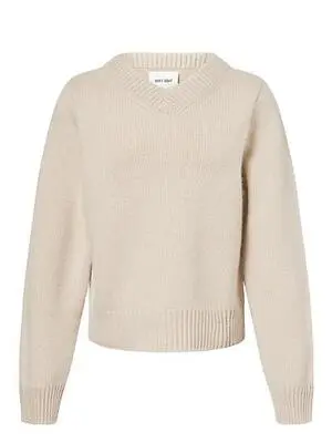 Soft Goat Chunky V-neck Cashmere Jumper - Chalk