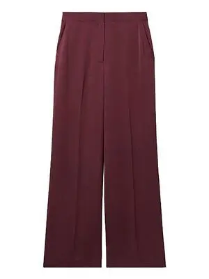Claudie Pierlot Wide-leg Mid-rise Satin Trousers - Burgundy