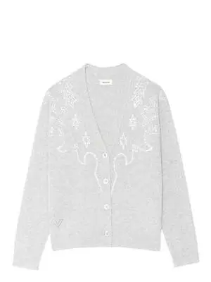 Zadig&Voltaire Mirkaz Rhinestone-embellished Cashmere Cardigan - Gris Chine Clai