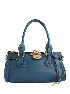Chloé Paddington Leather Top-handle Bag - Tapestry Blue