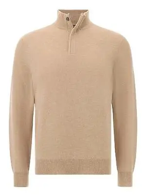 Boggi Milano Wool And Cashmere Half-zip Jumper - Beige