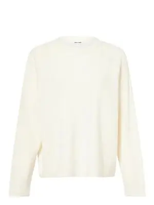 Soft Goat Boyfriend Round-neck Cashmere Jumper - Feather White