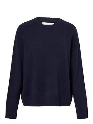 Soft Goat Boyfriend Round-neck Cashmere Jumper - Navy