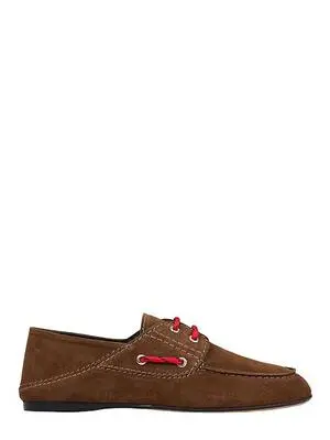 Sandro Lace-up Suede Boat Shoes - Brown