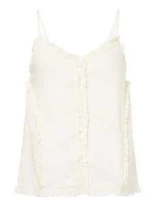 SKALL STUDIO Madeleine Frilled Linen Top - Ecru