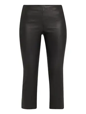 Vince Slim Cropped Leather Pants - Black